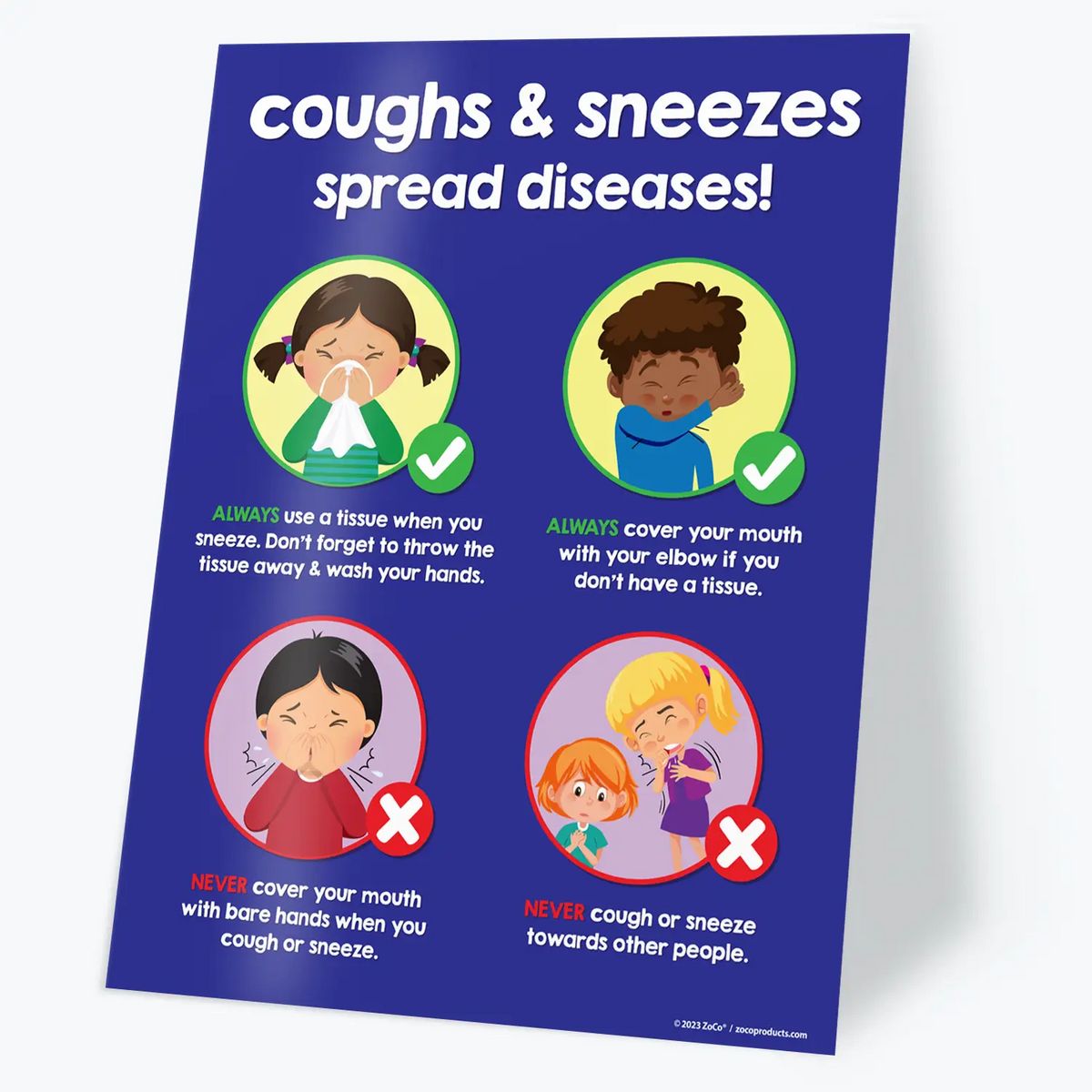 Cover Your Coughs and Sneezes Poster — Laminated — ZoCo Products