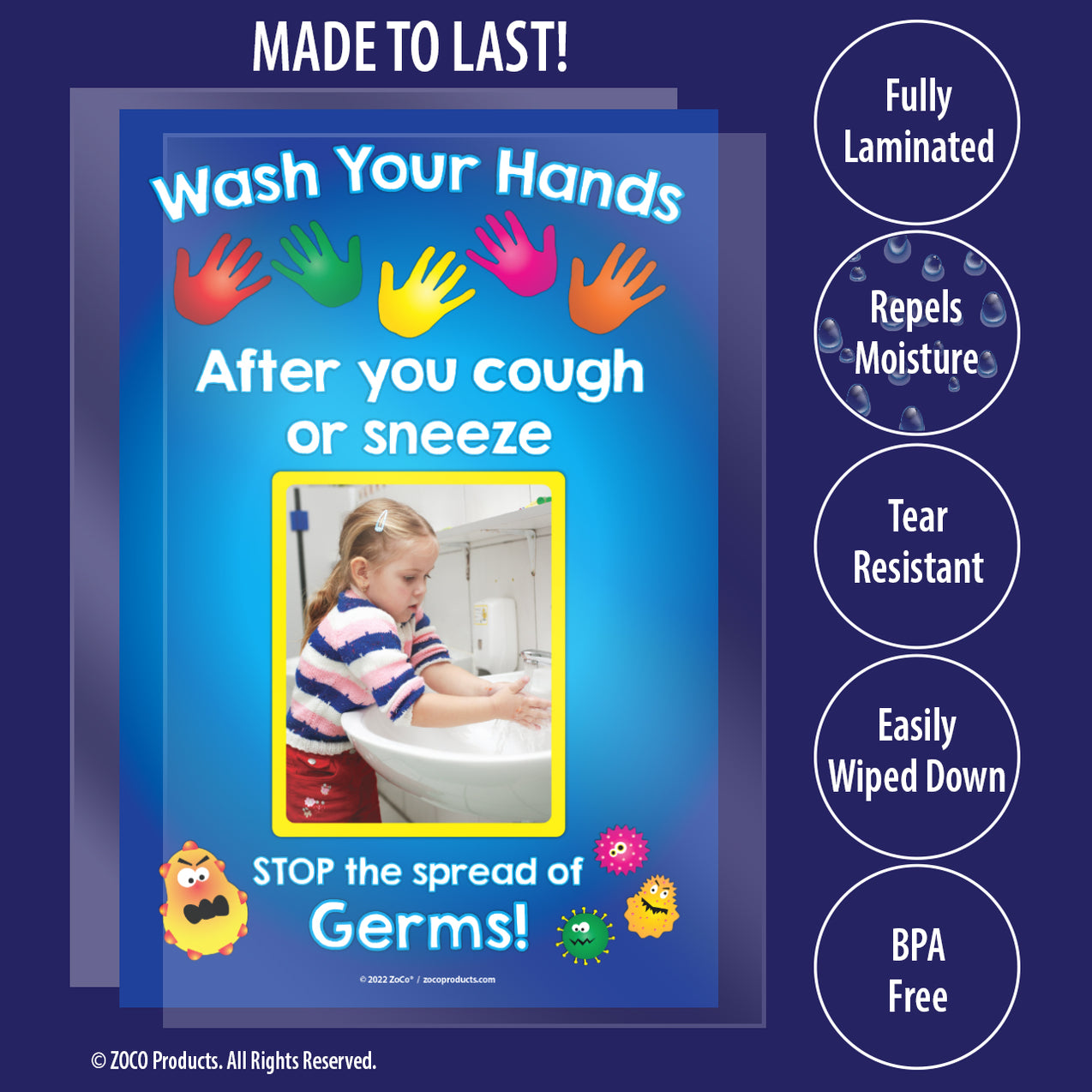 Hand Washing for Kids Classroom Poster - 12"x18" - Laminated — ZoCo ...