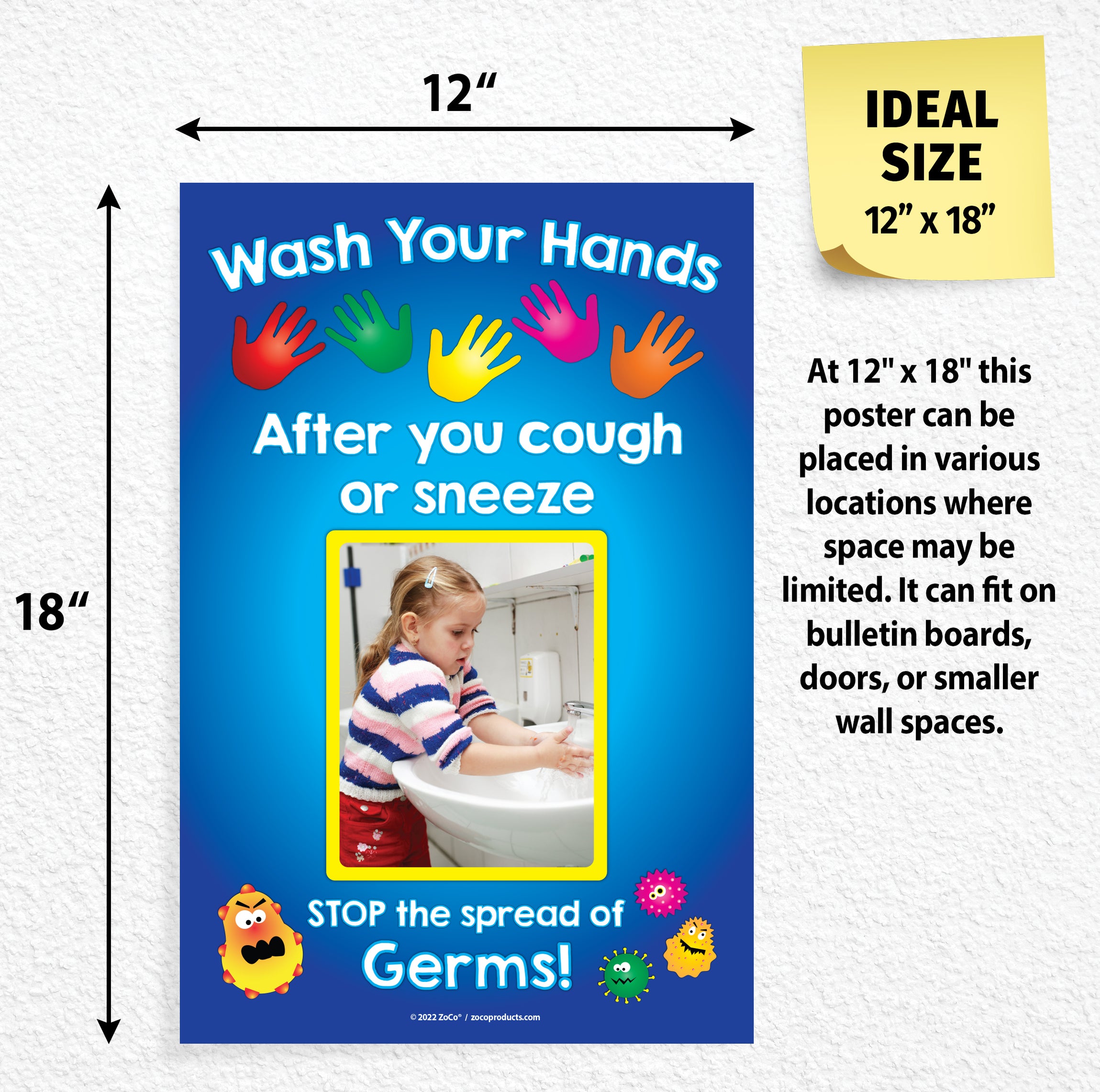 Hand Washing for Kids Classroom Poster - 12"x18" - Laminated — ZoCo ...