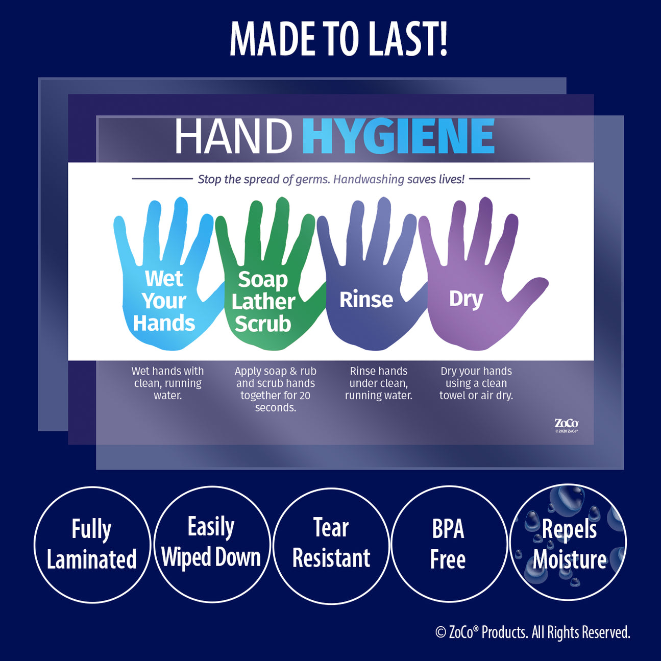 Hand Hygiene Poster - 12"x18" - Laminated — ZoCo Products