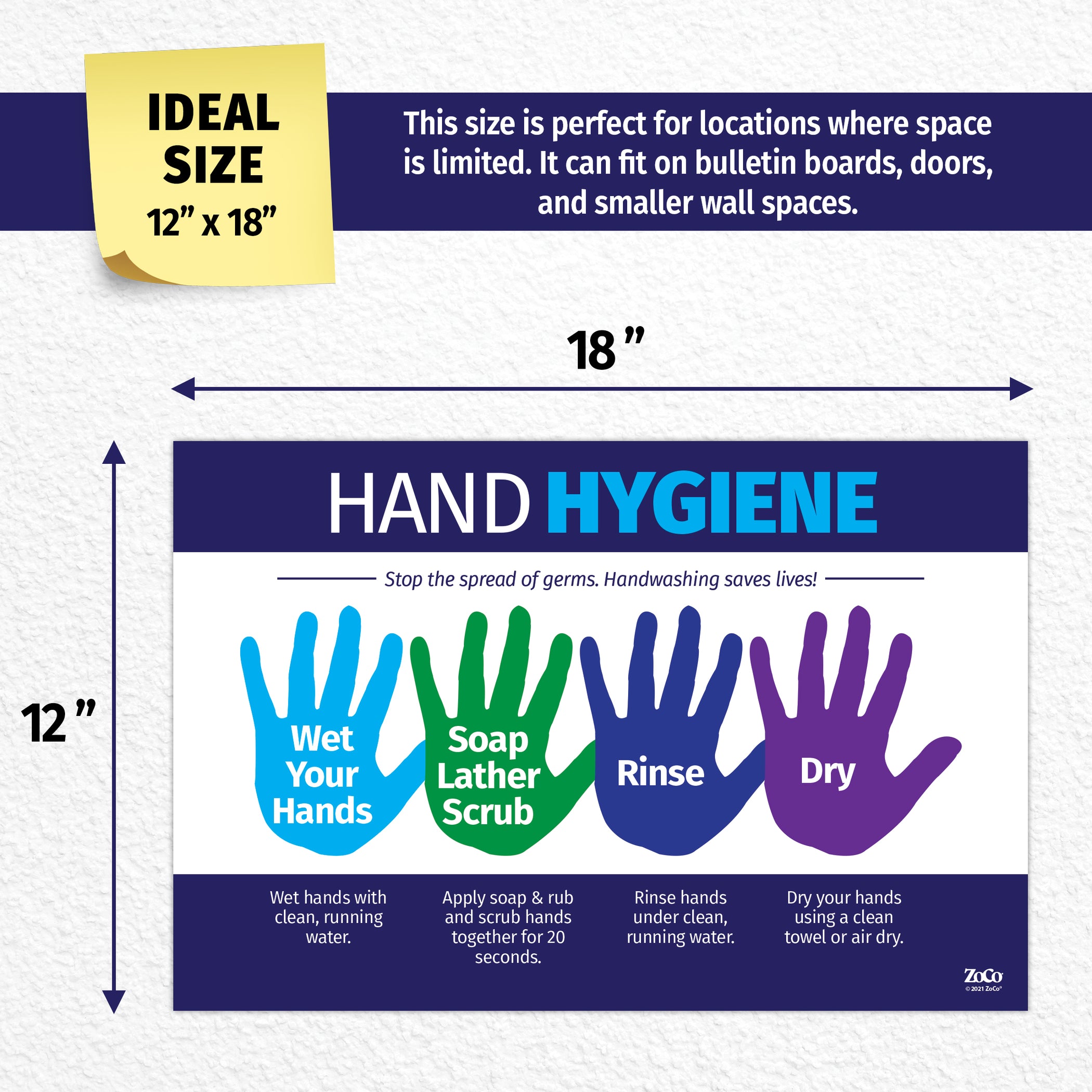 Hand Hygiene Poster - 12"x18" - Laminated — ZoCo Products