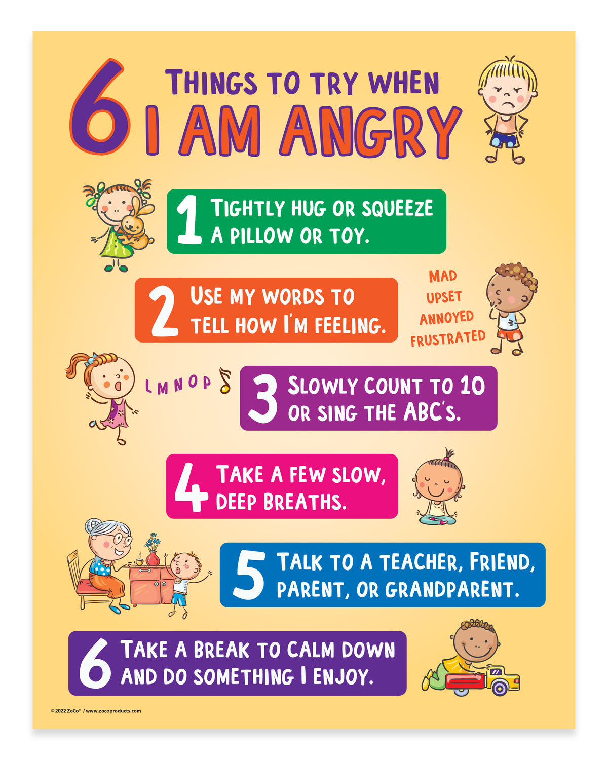 Calm Down Corner Poster — 6 Anger Control Strategies — ZoCo Products