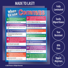 When to Use Commas - Language Arts Poster - 17"x22" - Laminated — ZoCo ...