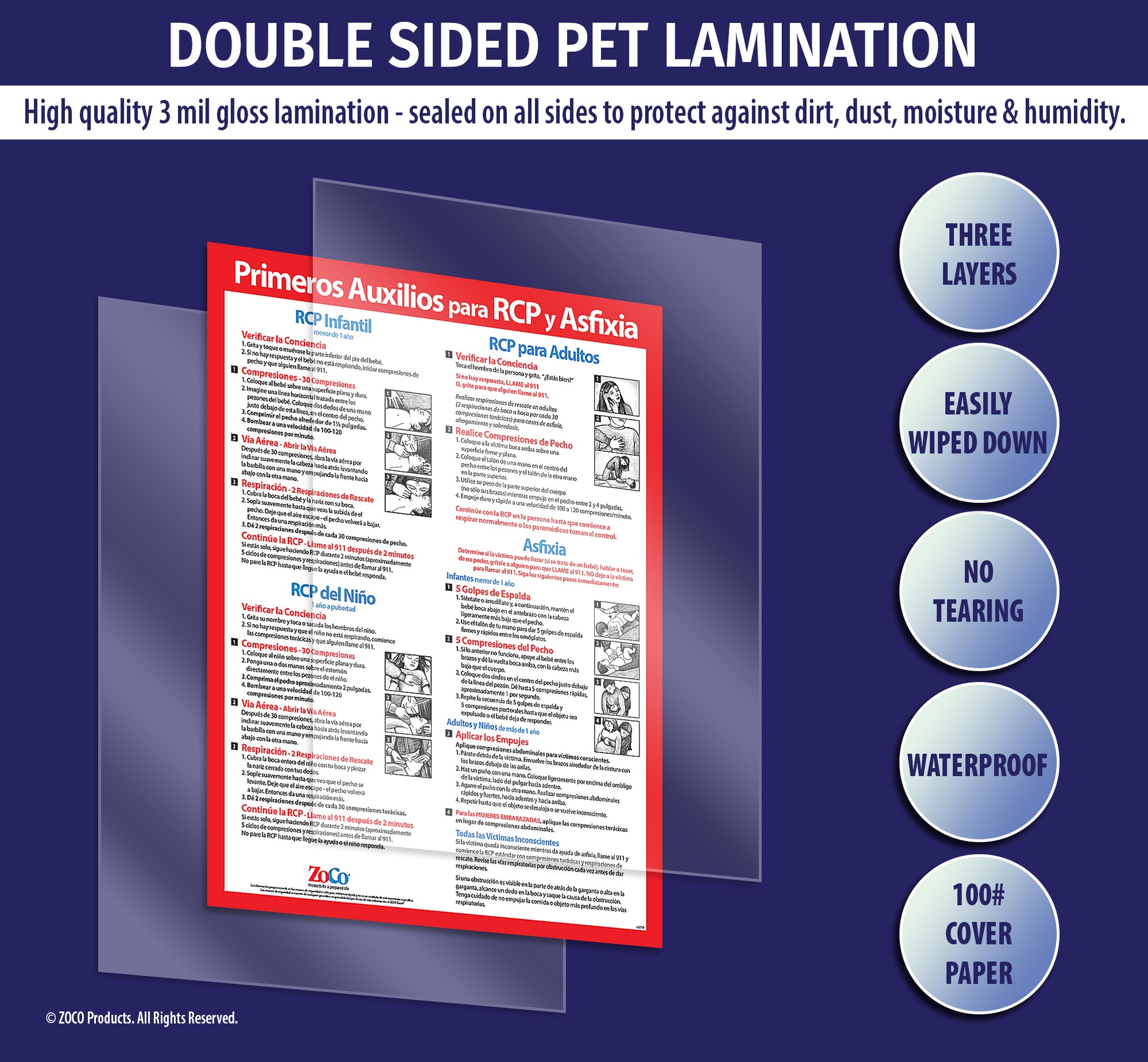 CPR & Choking First Aid Poster in SPANISH - Laminated — ZoCo Products