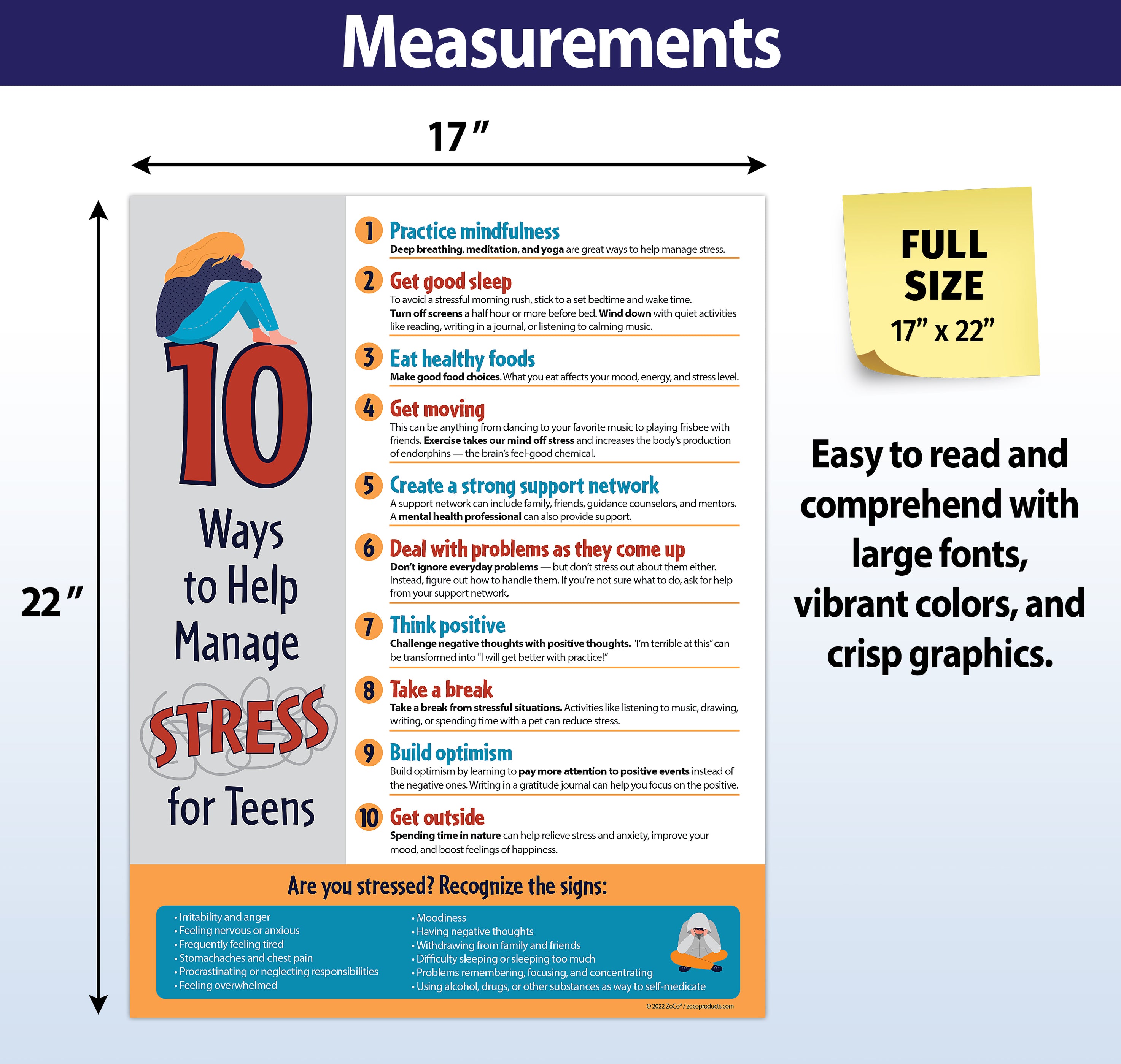 10 Ways to Manage Stress for Teens Poster — ZoCo Products