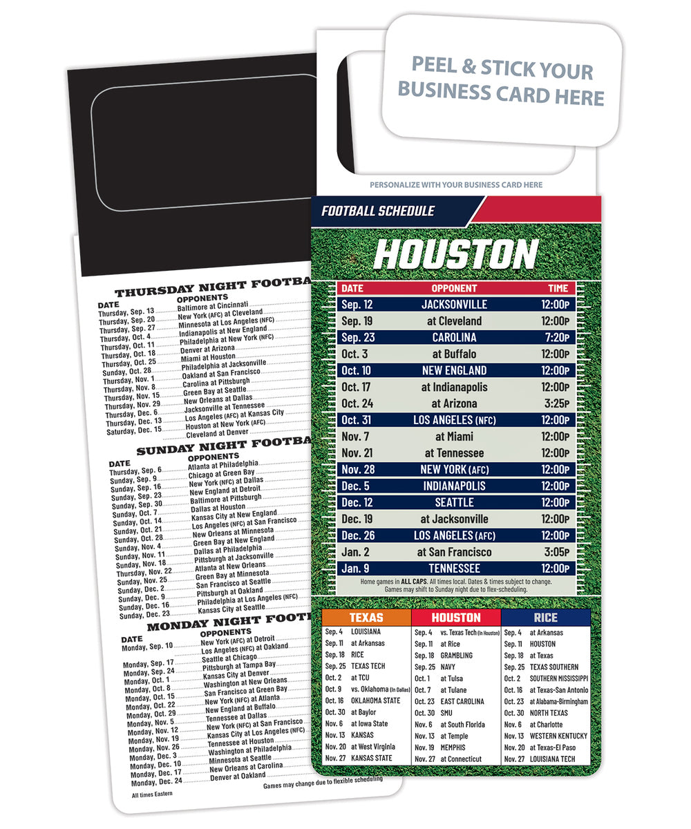 HOUSTON 2024 Sports Schedule Promotional Magnets — ZoCo Products