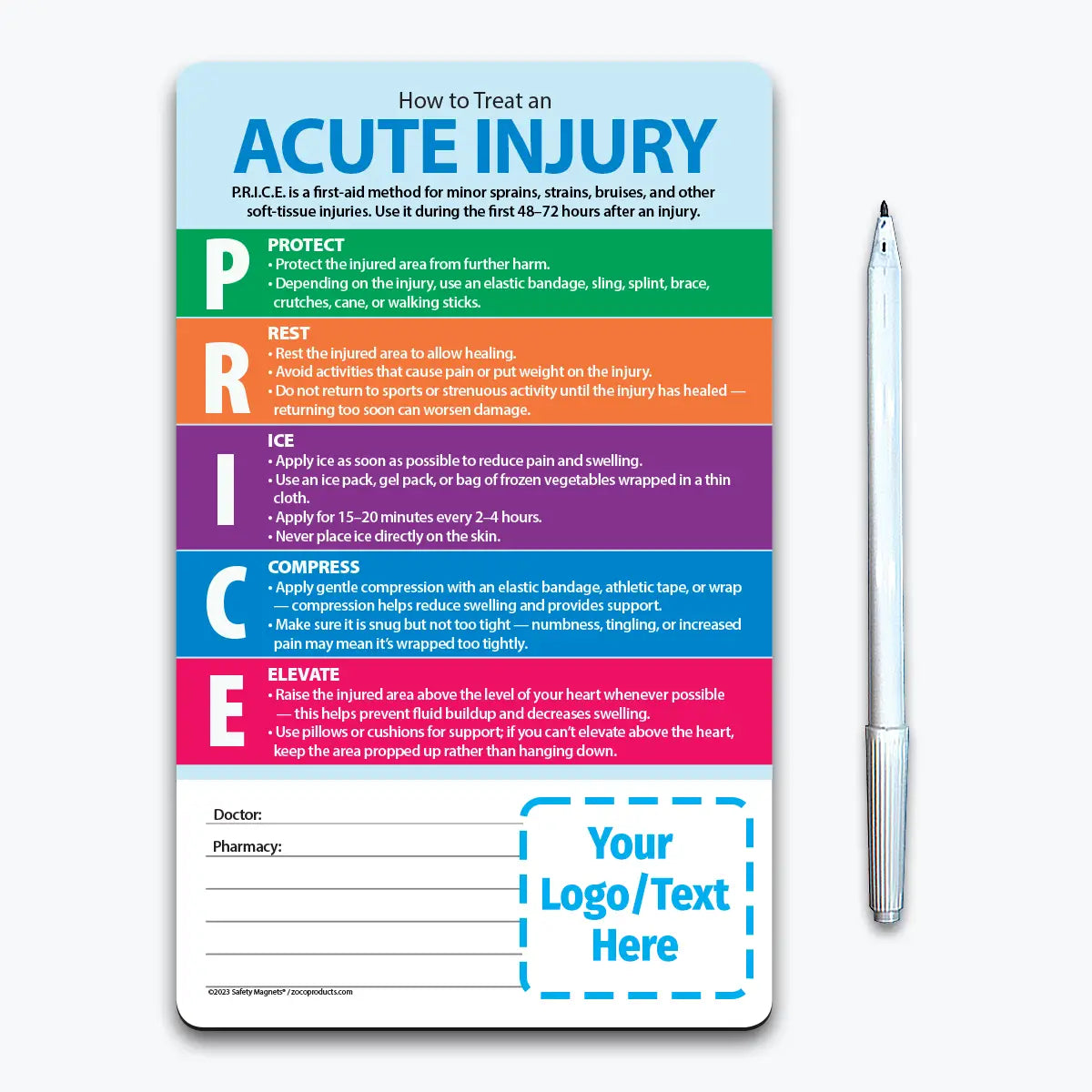 Use PRICE to Treat an Acute Injury - Custom Safety Magnets® — ZoCo Products