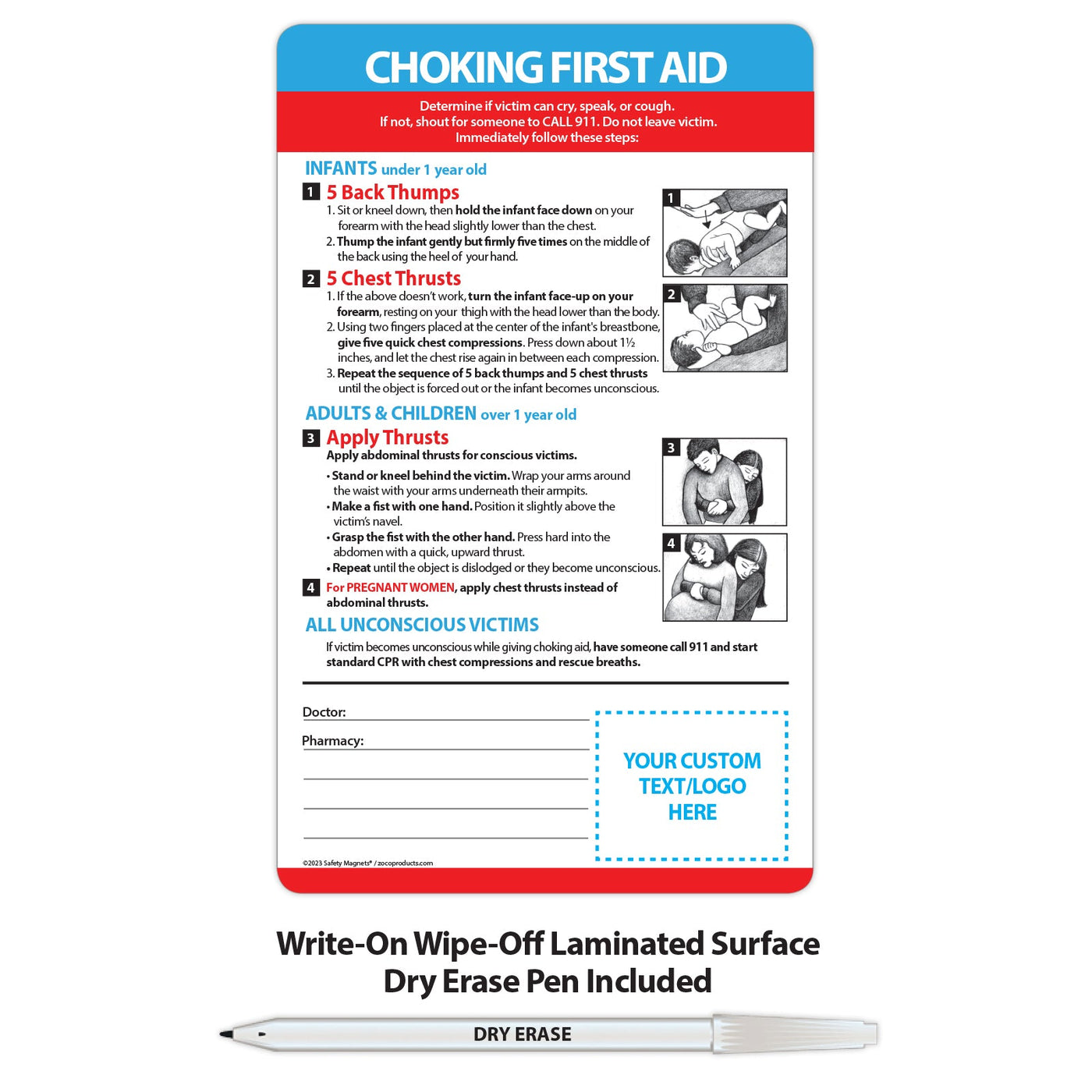 Choking First Aid Safety Magnets® - Add Your Imprint — ZoCo Products