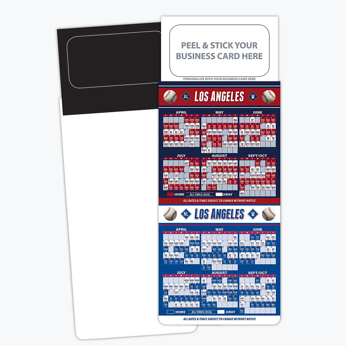 Pro Baseball Schedule Magnets - LOS ANGELES - Add Your Business Card ...
