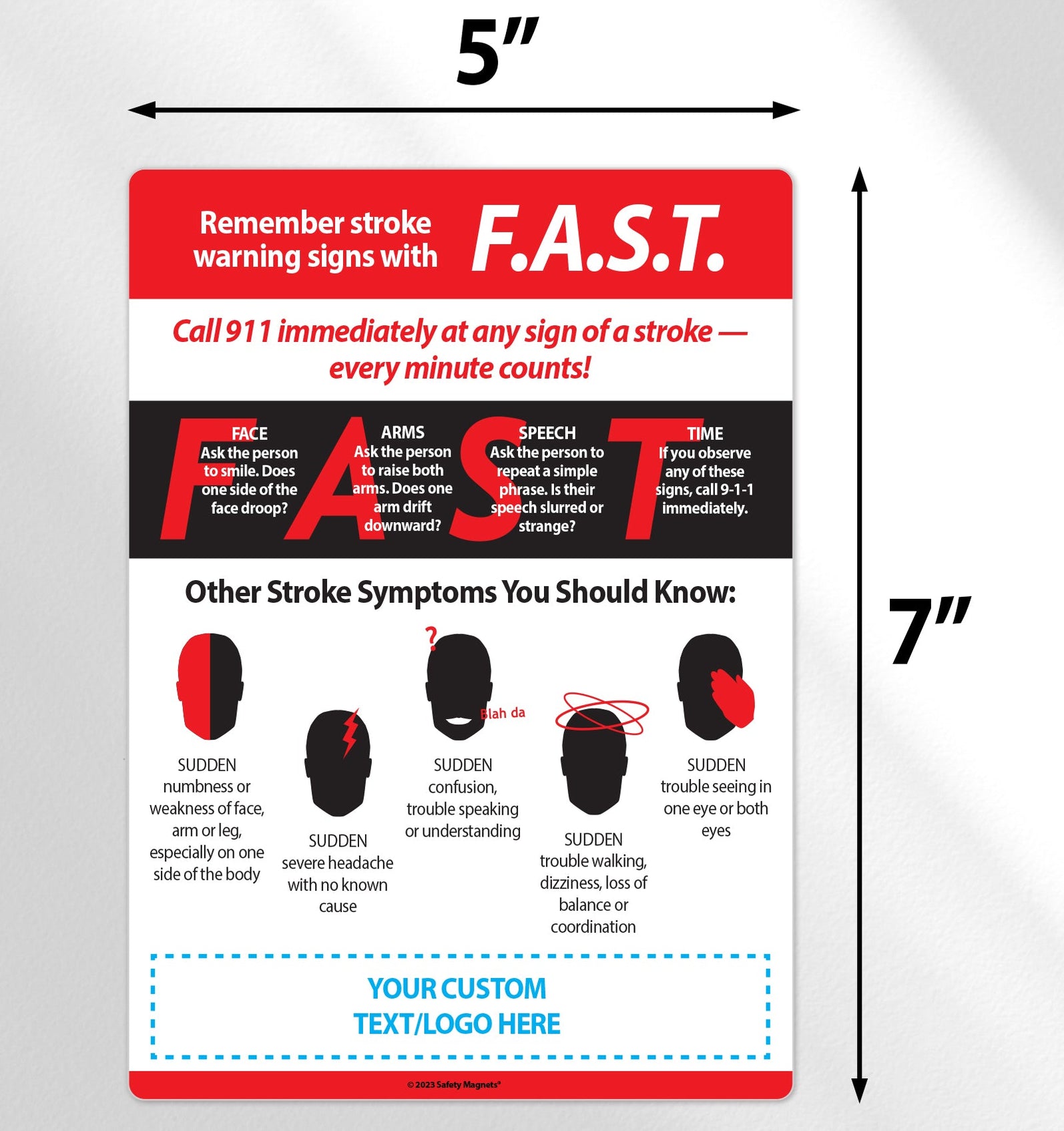 FAST Stroke Warning Signs Promotional Fridge Magnets — ZoCo Products