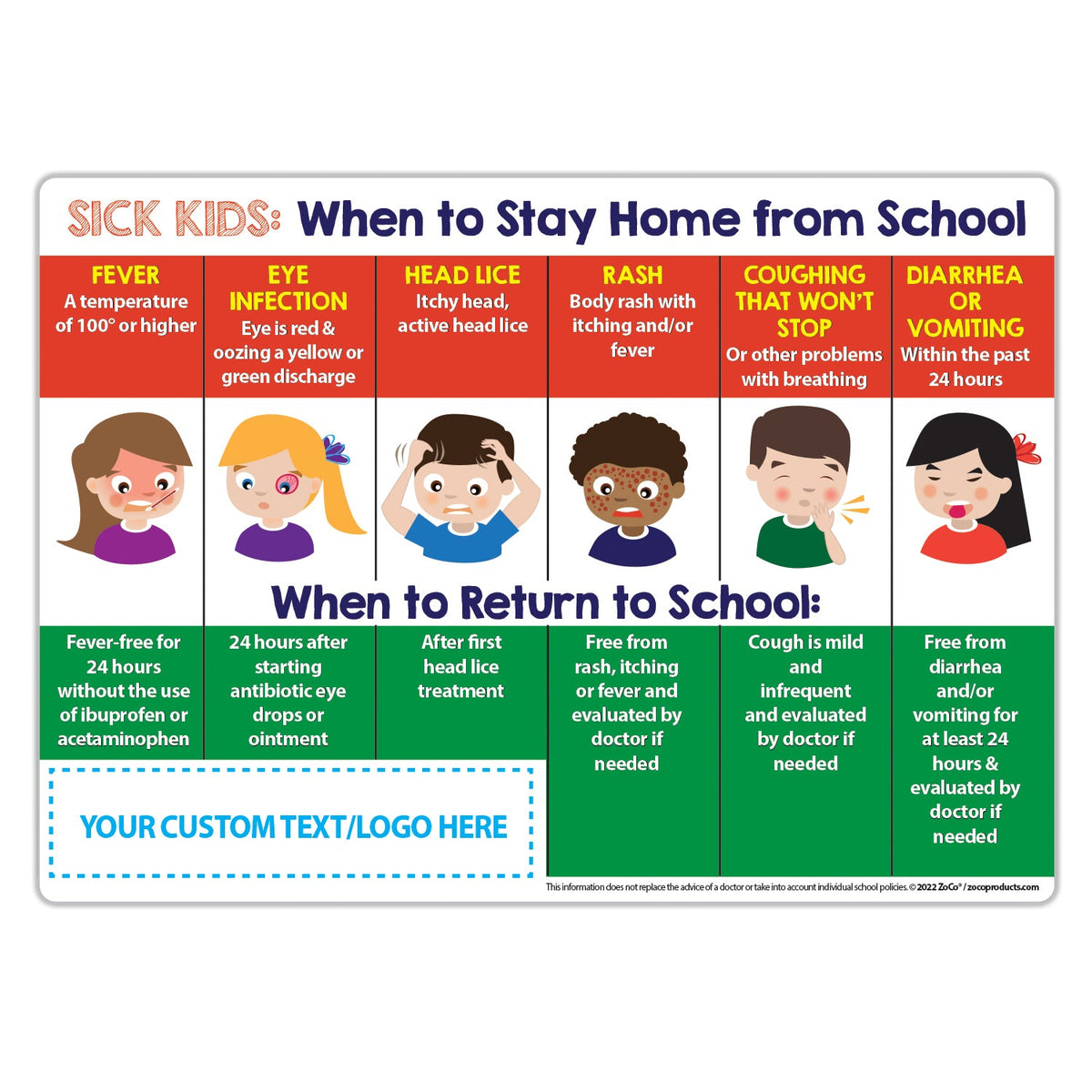 When Sick Kids Should Stay Home from School Magnet - Add Your Imprint ...