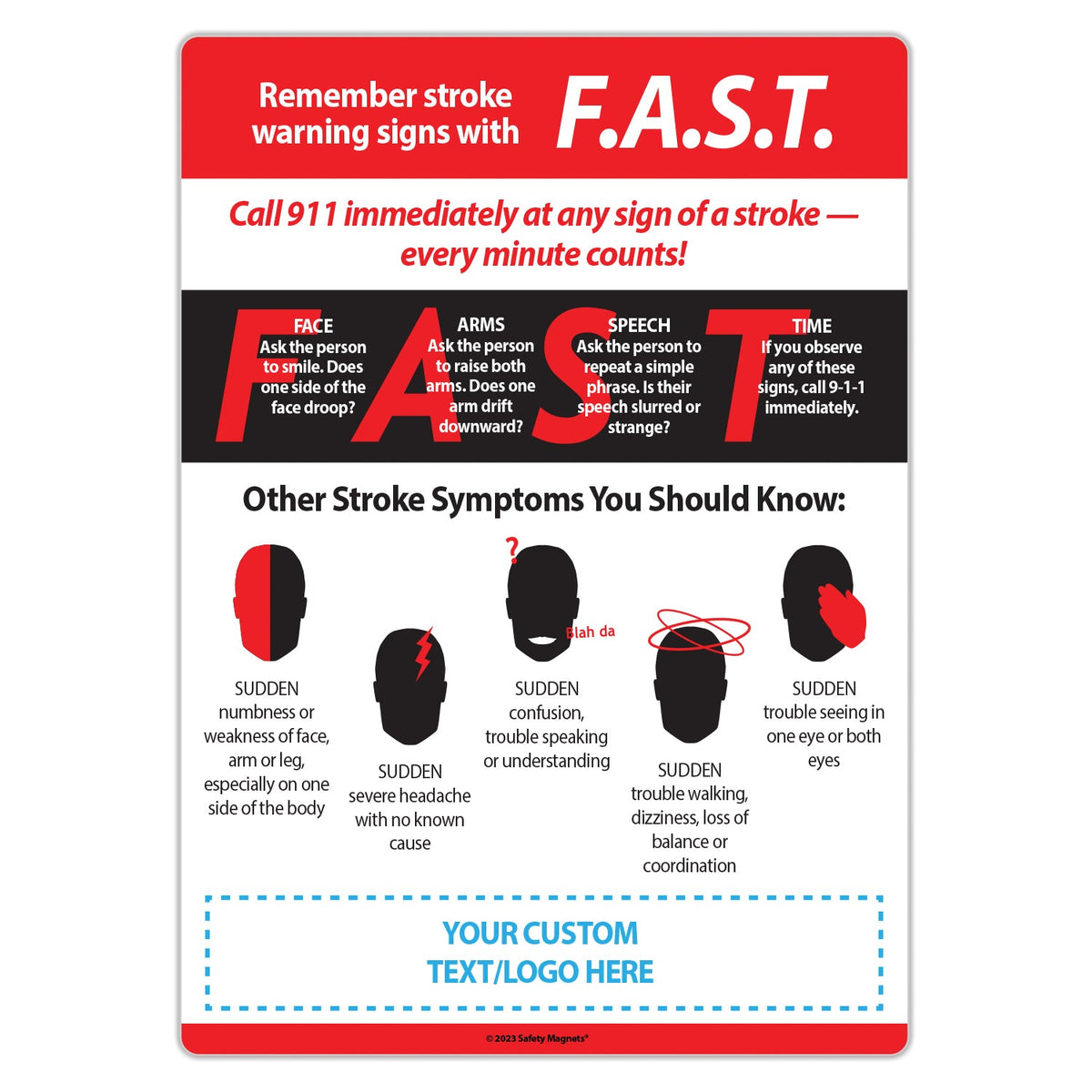 FAST Stroke Warning Signs Promotional Fridge Magnets — ZoCo Products