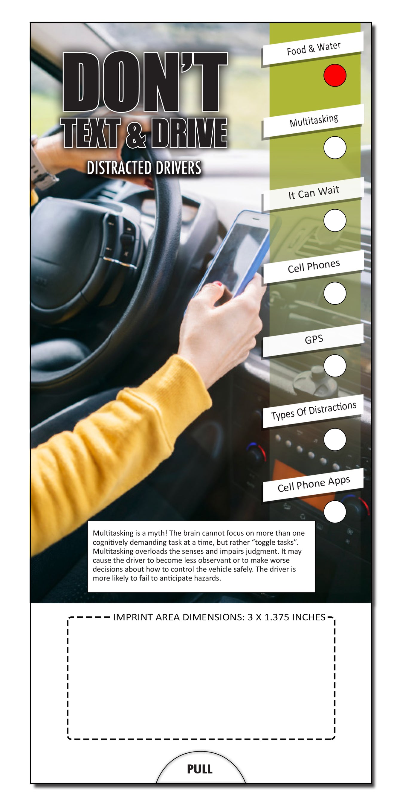 Don't Text and Drive Slide Charts - Add Your Imprint on 250+ — ZoCo Products