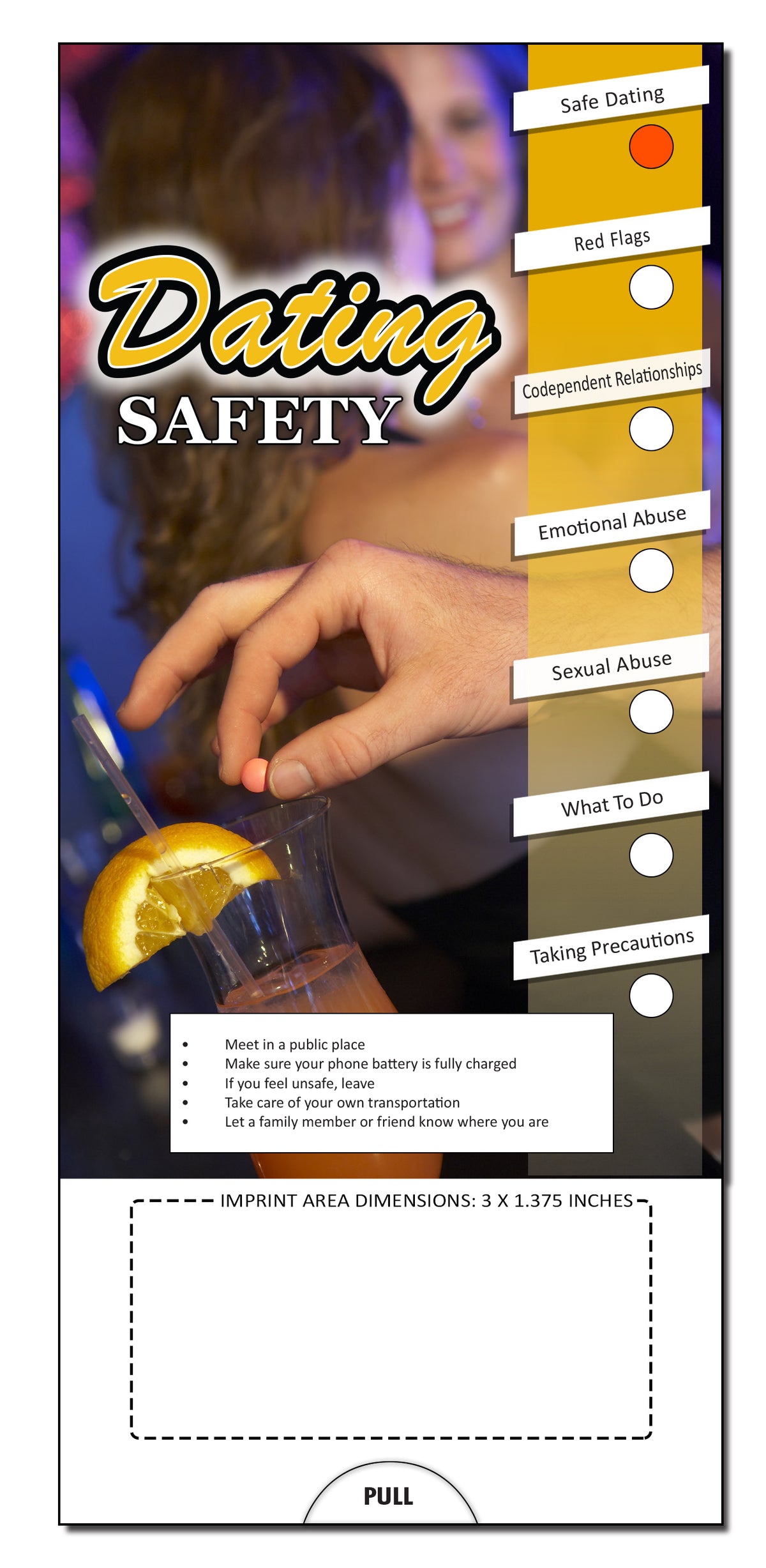 Dating Safety Slide Charts - Add Your Imprint on 250+ — ZoCo Products