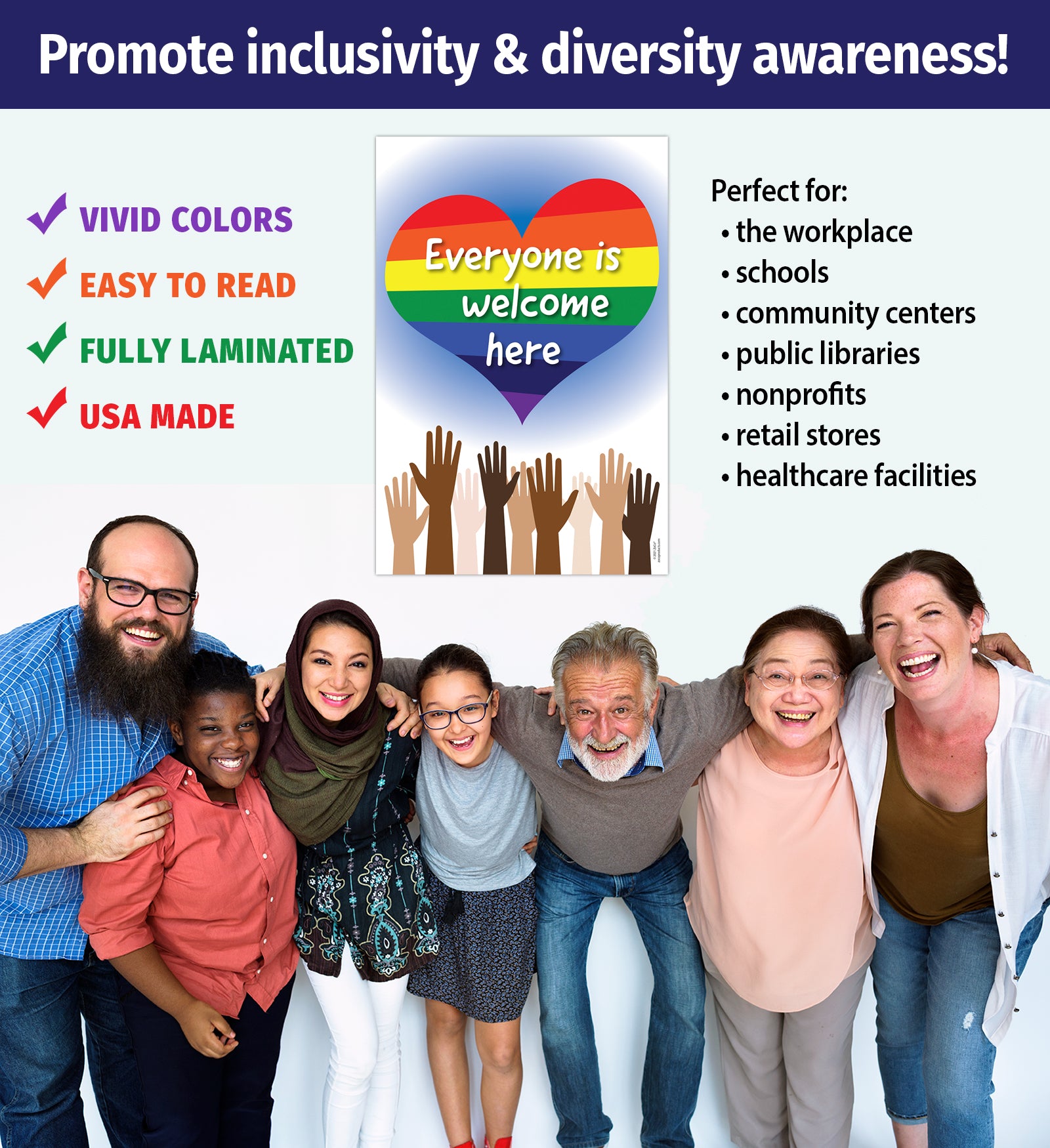 Everyone is Welcome Here Poster - Diversity Poster — ZoCo Products