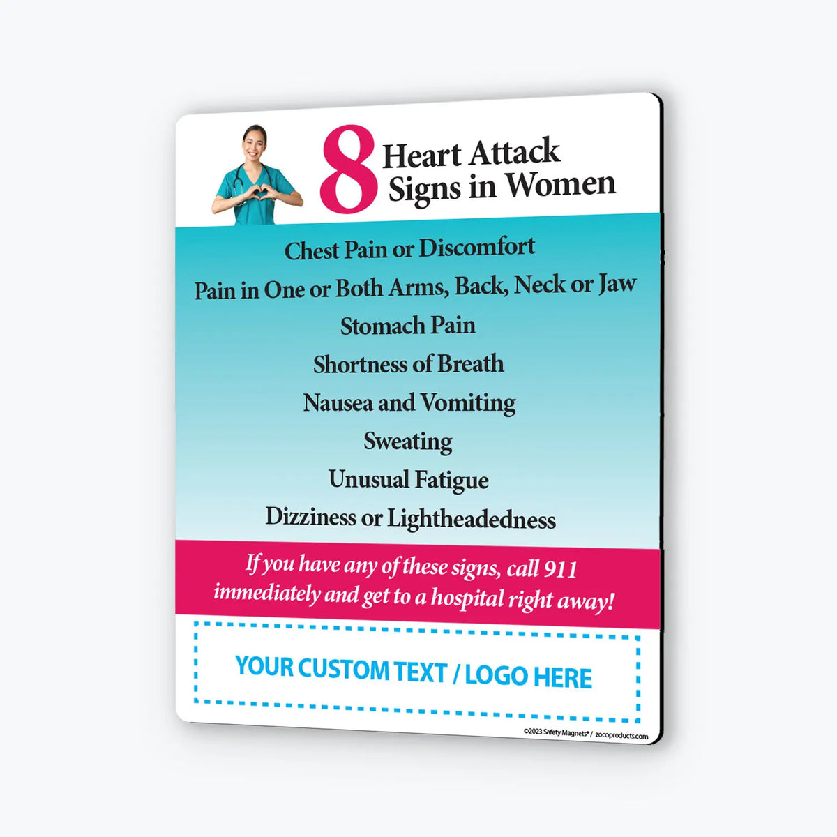 Heart Attack Signs in Women Custom Magnets — ZoCo Products