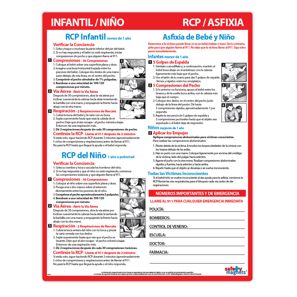 CPR & Choking Magnet for Babies & Children, Spanish Version — ZoCo Products