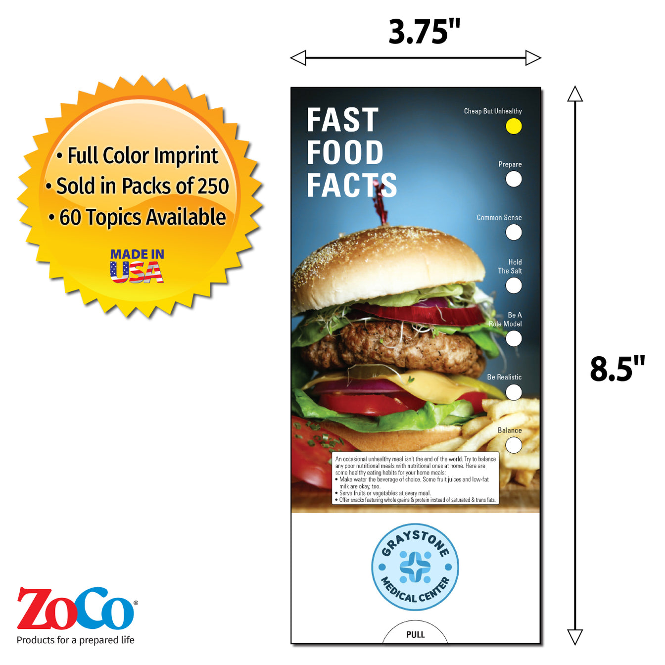 Fast Food Facts Slide Charts - Add Your Imprint on 250+ — ZoCo Products