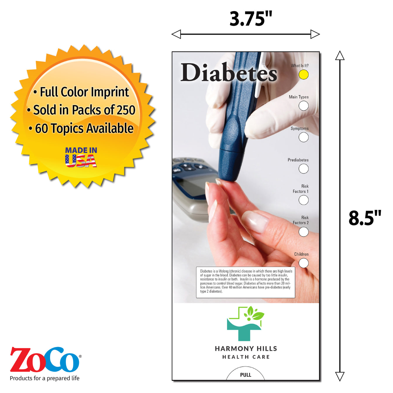 Diabetes Slide Chart - Add Your Imprint on 250+ — ZoCo Products