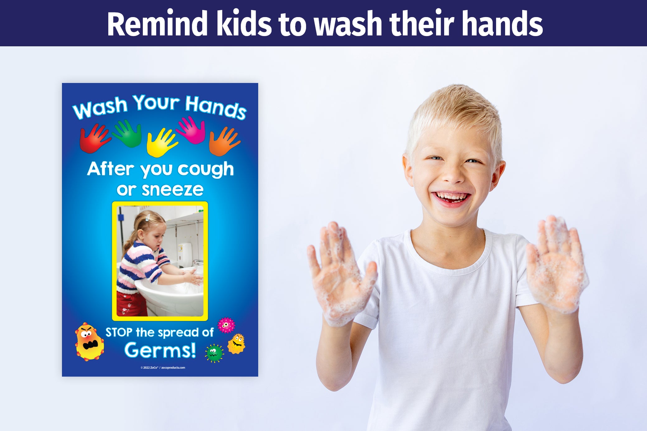 Hand Washing for Kids Classroom Poster - 12"x18" - Laminated — ZoCo ...