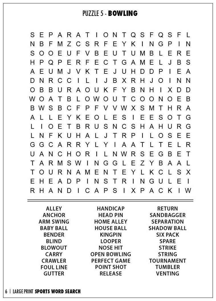 ZoCo - Large Print SPORTS Word Search Puzzle Books — ZoCo Products