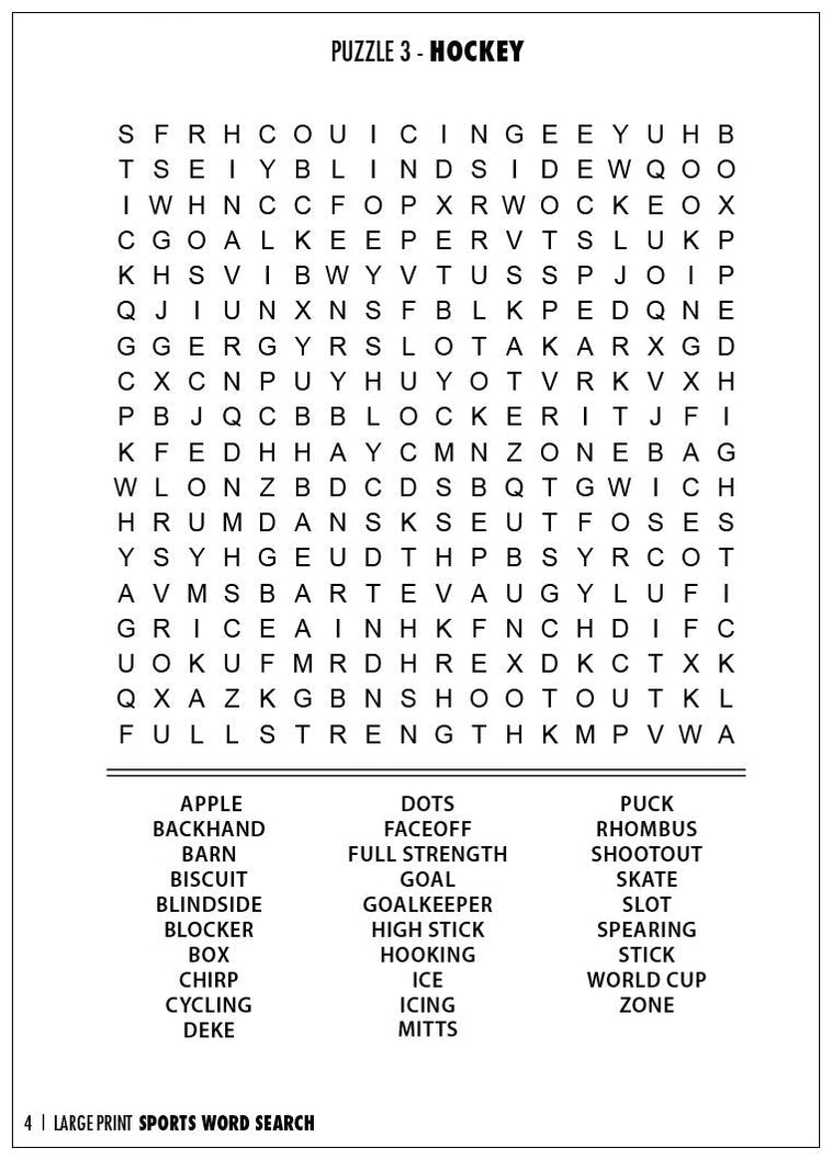 ZoCo - Large Print SPORTS Word Search Puzzle Books — ZoCo Products
